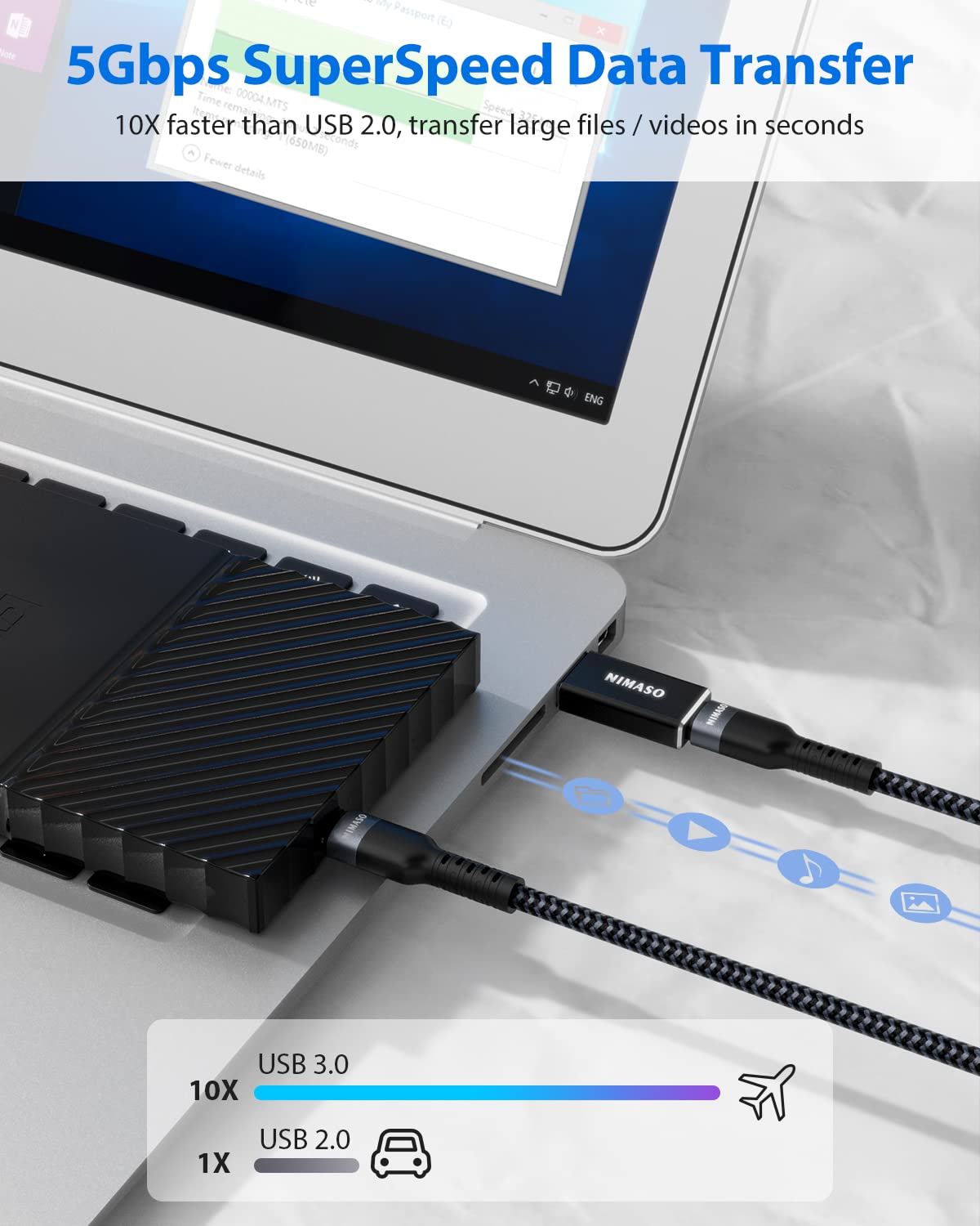 NIMASO USB C to USB 3.0 Adapter, USB C Female to USB Male Adapter, USB C 3.1 Gen 1 Adapter 5Gbps Compatible with iPhone 13 12 11 Pro Max, iPad 2020, Samsung Galaxy S20 S21,Google Pixel,Laptop
