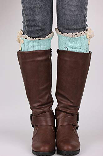 OUR SUPER DEALS 6 Pack Women Crochet Knitted Button Lace Trim Boot Cuffs Leg Warmer Socks