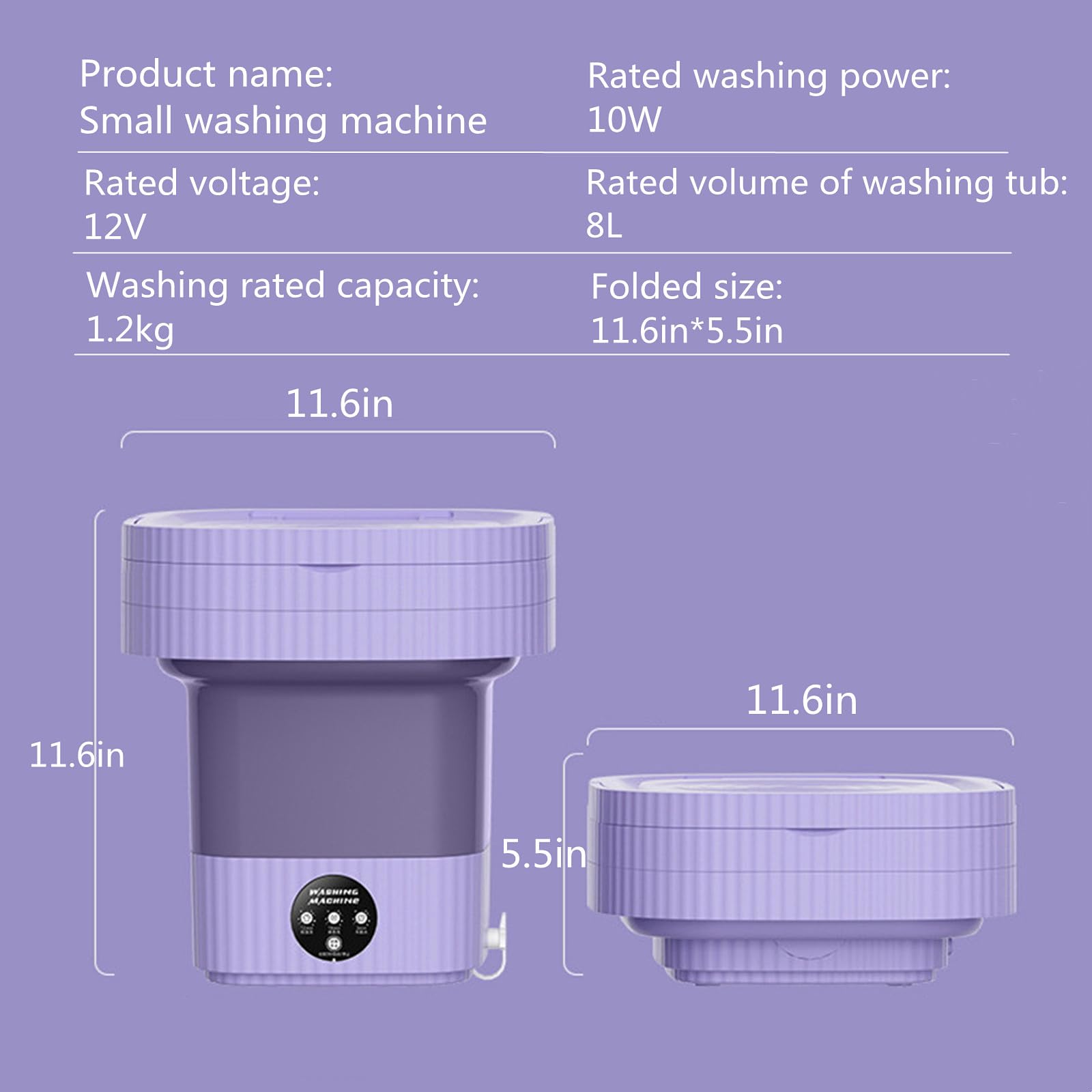 Portable Washing Machine,High Capacity Mini Washer with 3 Modes,Foldable Deep Cleaning Half Automatic Washt Suitable for Washing Small Pieces of Clothing, Baby Clothes,Underwear,Socks(Purple)