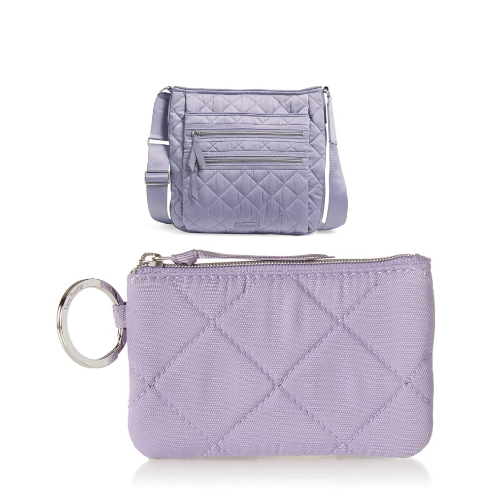 Vera Bradley womens Performance Twill Triple Zip Hipster Crossbody Purse, Lavender Sky, One Size US withPerformance Twill Zip ID Case Wallet, Lavender Sky