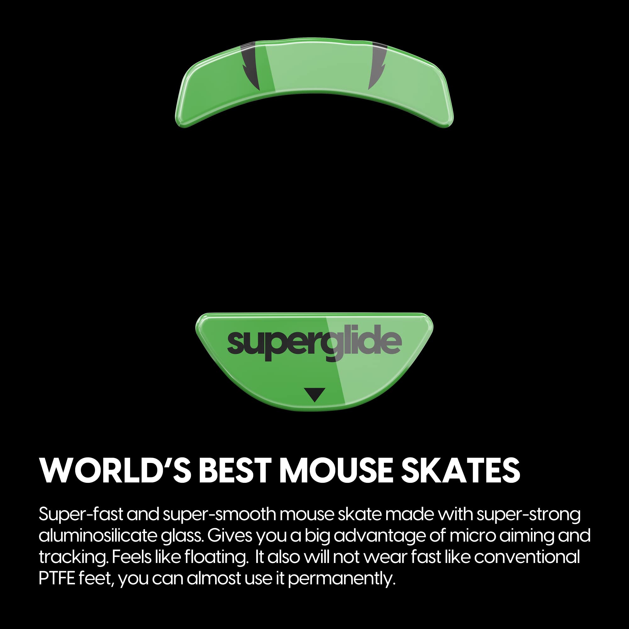 Superglide - Fastest and Smoothest Mouse Feet/Skates Made with Ultra Strong Flawless Glass Super Fast Smooth and Durable Sole for Razer Orochi V2 [Green]