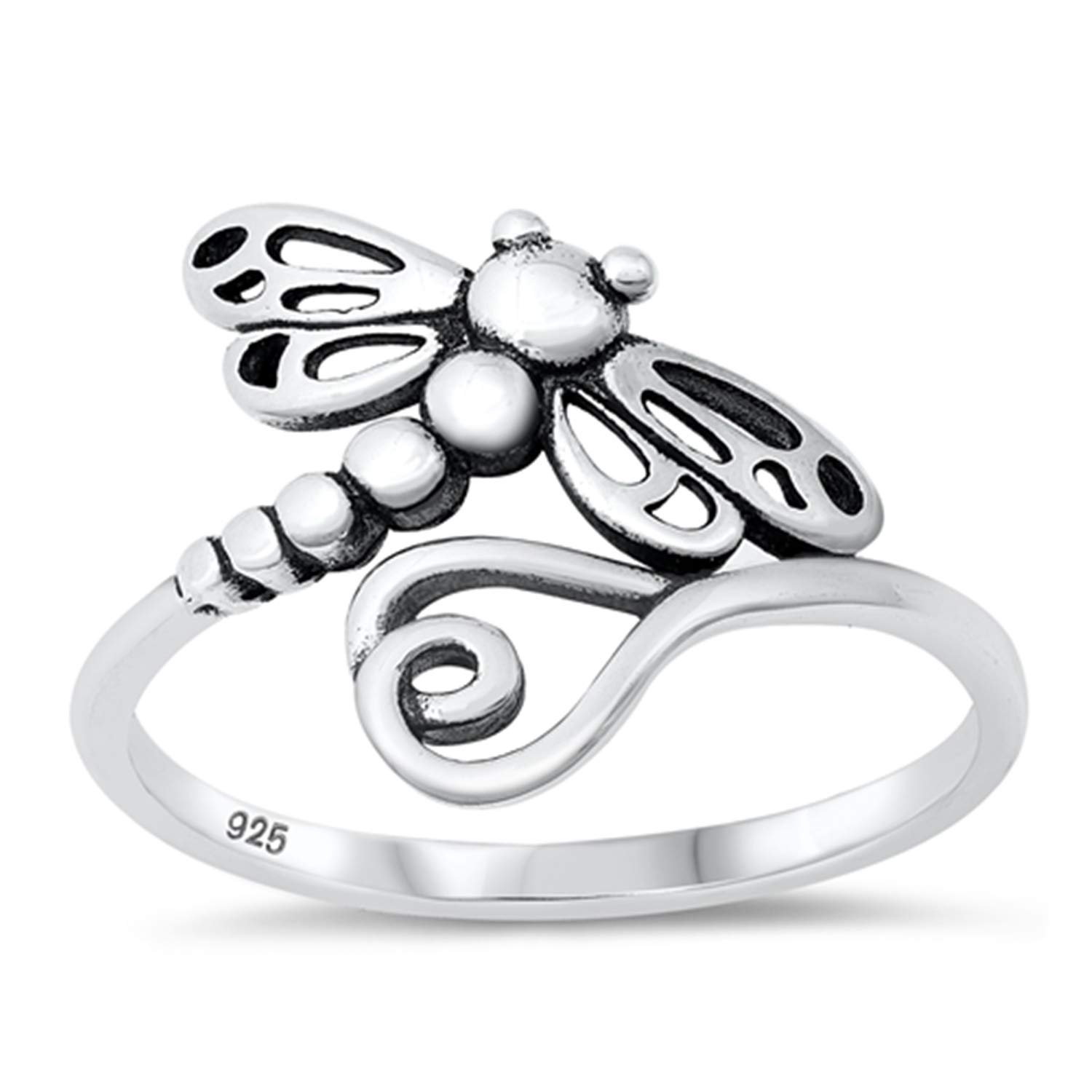 Precious Gem Jewellers Sterling Silver Fluttering Dragonfly Wrap Ring
