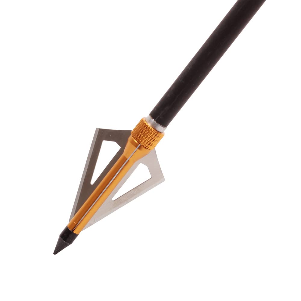 SOPOGER Archery Broadhead 100 Grain Hunting Arrow Tips Arrow Heads 3 Blades Arrow Broadheads Screw-in for Crossbow Compound Bow(6 Pack) (Gold)