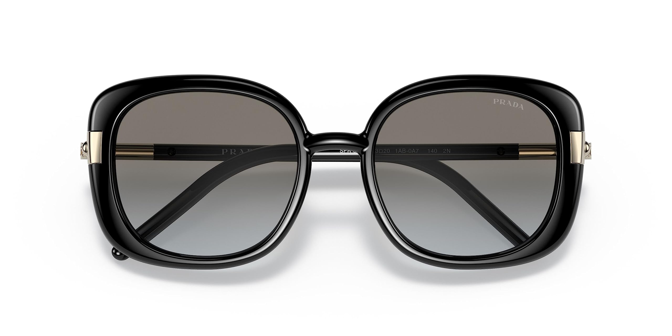 Prada PR 04WS 1AB0A7 Black Plastic Square Sunglasses Gray Gradient Lens