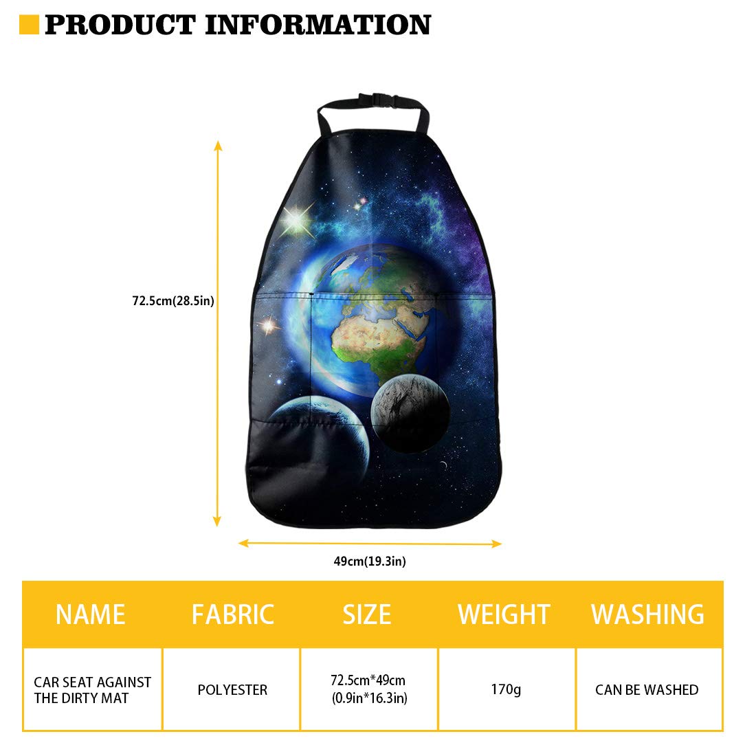 ORGYPET Blue Butterfly Printed Kick Mats Car Seat Back Protector, Universal Interior Auto Decor Seat Organizer Storage Pocket Carseat Kick Mat Cushion