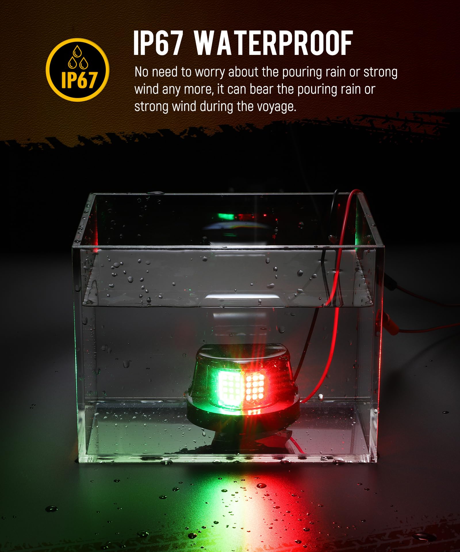 Partsam 1Pcs Marine Boat Bow Lights, 24 LED Red and Green Navigation Light for Vessle Pontoon Yacht Skiff Skeeter