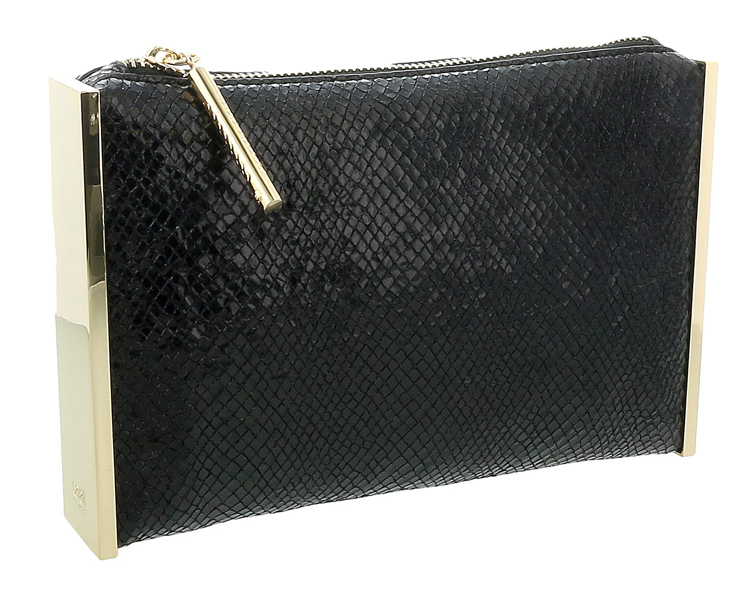 ROBERTO CAVALLI Class Metal Black Embossed Cleo Pouch Clutch for womens