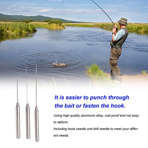 Uxsiya Fishing Bait Needle Set, Anti Rust Portable 3 in 1 Fishing Baiting Rig Tool Set for Outdoors