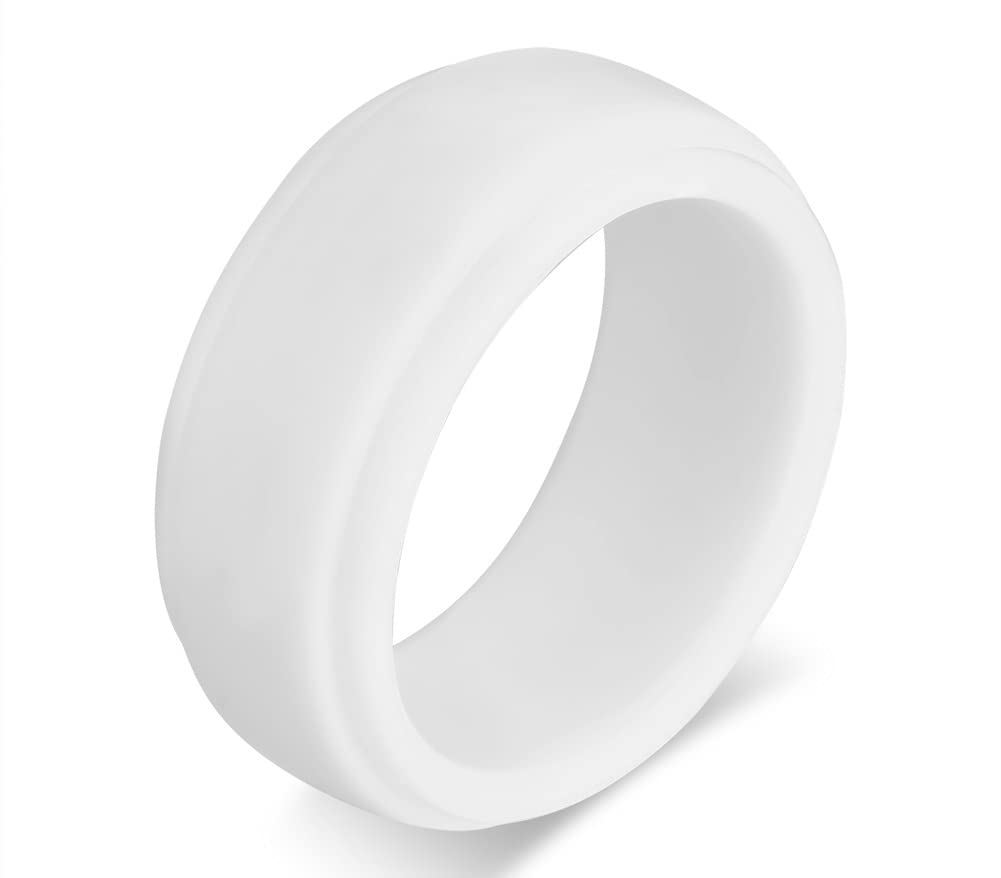 YUNGELX Customize Best Friend Ring for 2 Silicone Sun Moon Couple Ring 8MM Dark Grey Breathable Silicone Rubber Step Edge Dome Comfort Fit Wedding Band Promise Engagement Rings Set