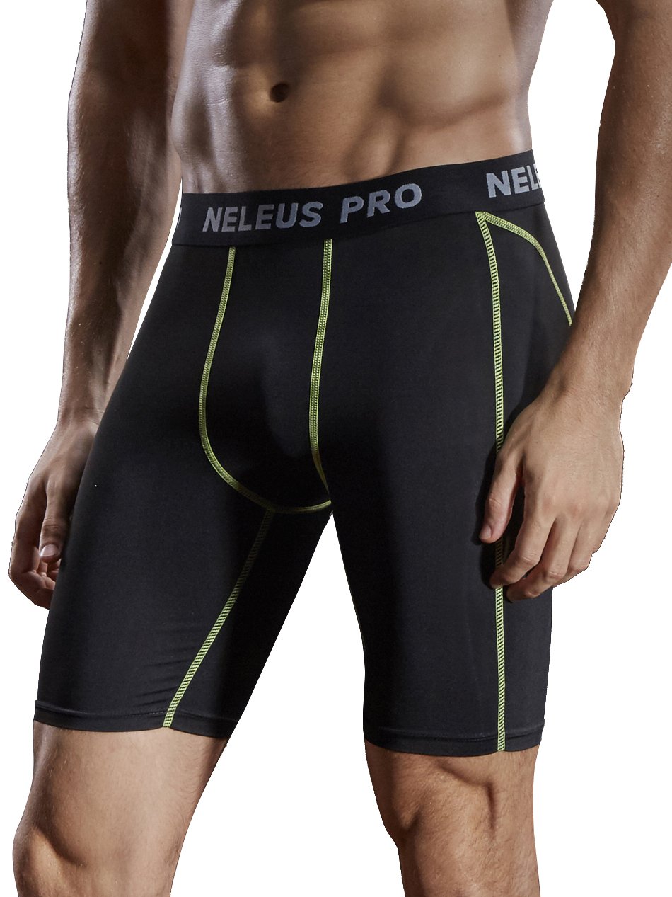NELEUS Men's Spandex Compression Shorts Athletic Workout Running Performance Baselayer,3 Pack,047,Black,US M,EU L