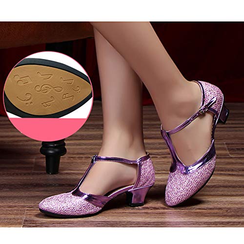 RUYBOZRY Women's Standard Latin Dance Shoes Professional Ballroom Performance character Wedding Shoes for women,DY309-R,Purple-3.5,US 8