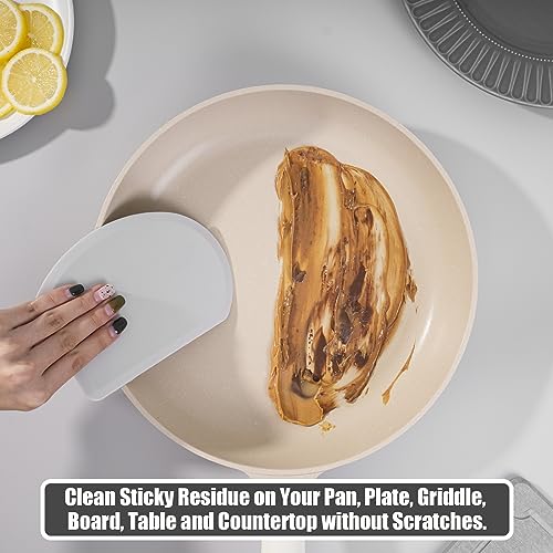 Sapid Flexible Curved Edge Silicone Bowl Scraper(5.98"×4.3"), Food Grade Dough Scraper for Baking Sourdough Bread, Cake, Bench Scrapers, Multipurpose Kitchen Dish Scrapers, Easy to Clean (1, Gray)