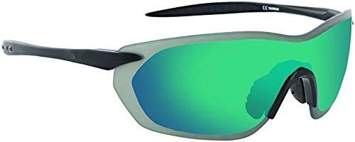 Optic Nerve, Fixie Pro, Unisex Sunglasses, Full Rimless Eyewear - Matte Black Frame with Black Tips, Smoke with Green Flash Lens