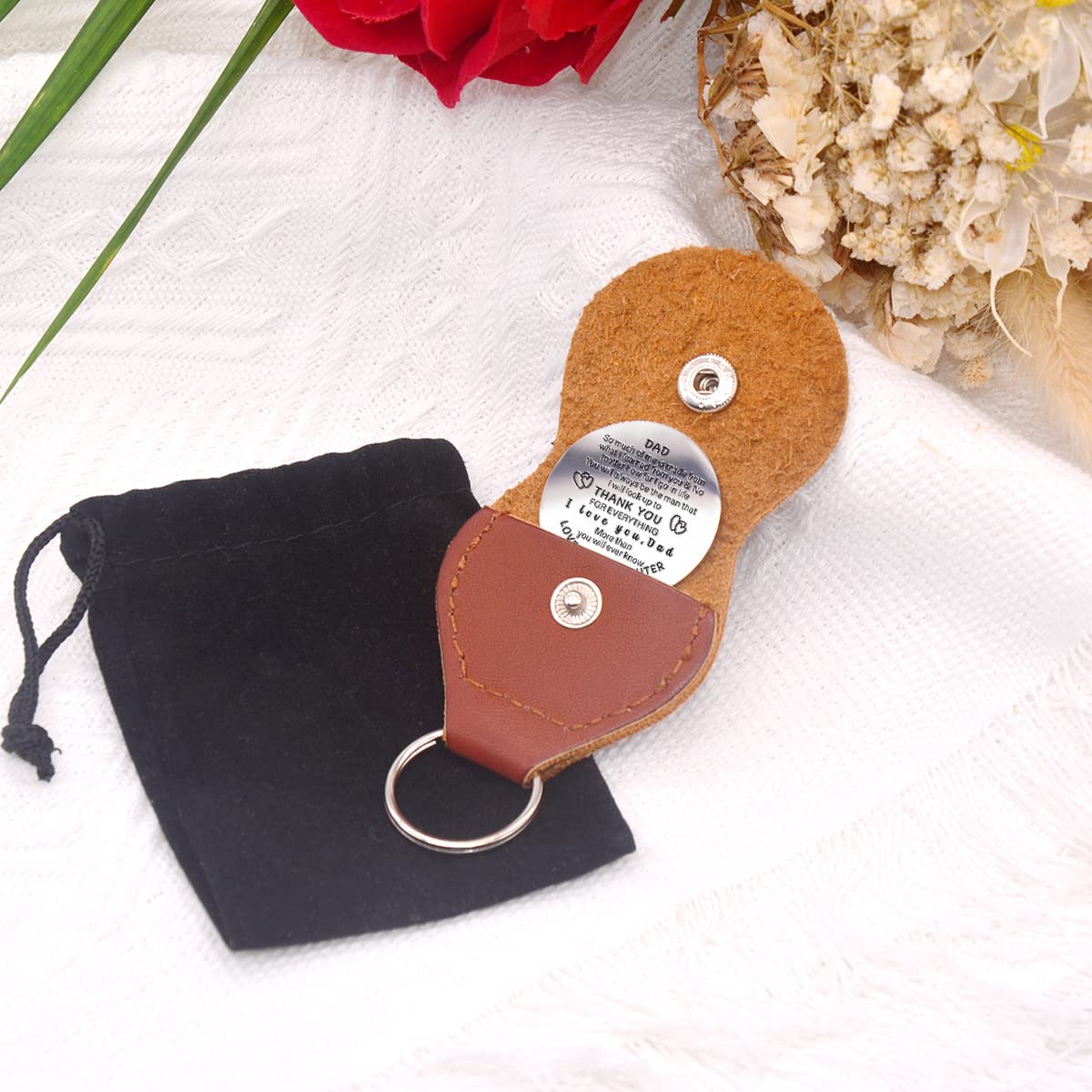 to My Dad Pocket Hug Token Gift, Long Distance Relationship Keepsake Stainless Steel Double Sided,Pocket Hug Token Gift for Dad from Daughter - Thank You for Everything