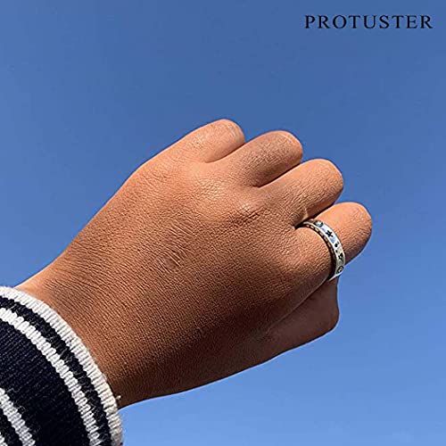 PROTUSTER Silver Knuckle Ring Star Moon Finger Rings Vintage Stackable Fashion Party Finger Ring Jewelry Accessory for Women and Girls