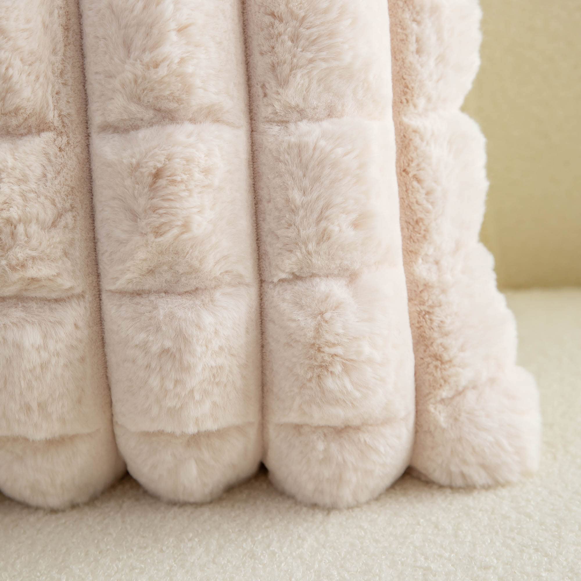 Neelvin Cream White Faux Fur Cozy Soft Plaid Decorative Throw Pillow Covers 18x18 inch Set of 2,Velvet Pillowcase Cushion Case for Sofa Couch