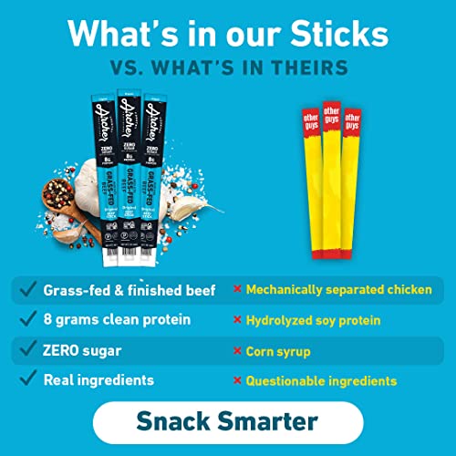 Original Jerky Beef Sticks by Country Archer, 100% Grass-Fed Beef, Gluten Free, High Protein Snacks, 1 Ounce, 18 Count