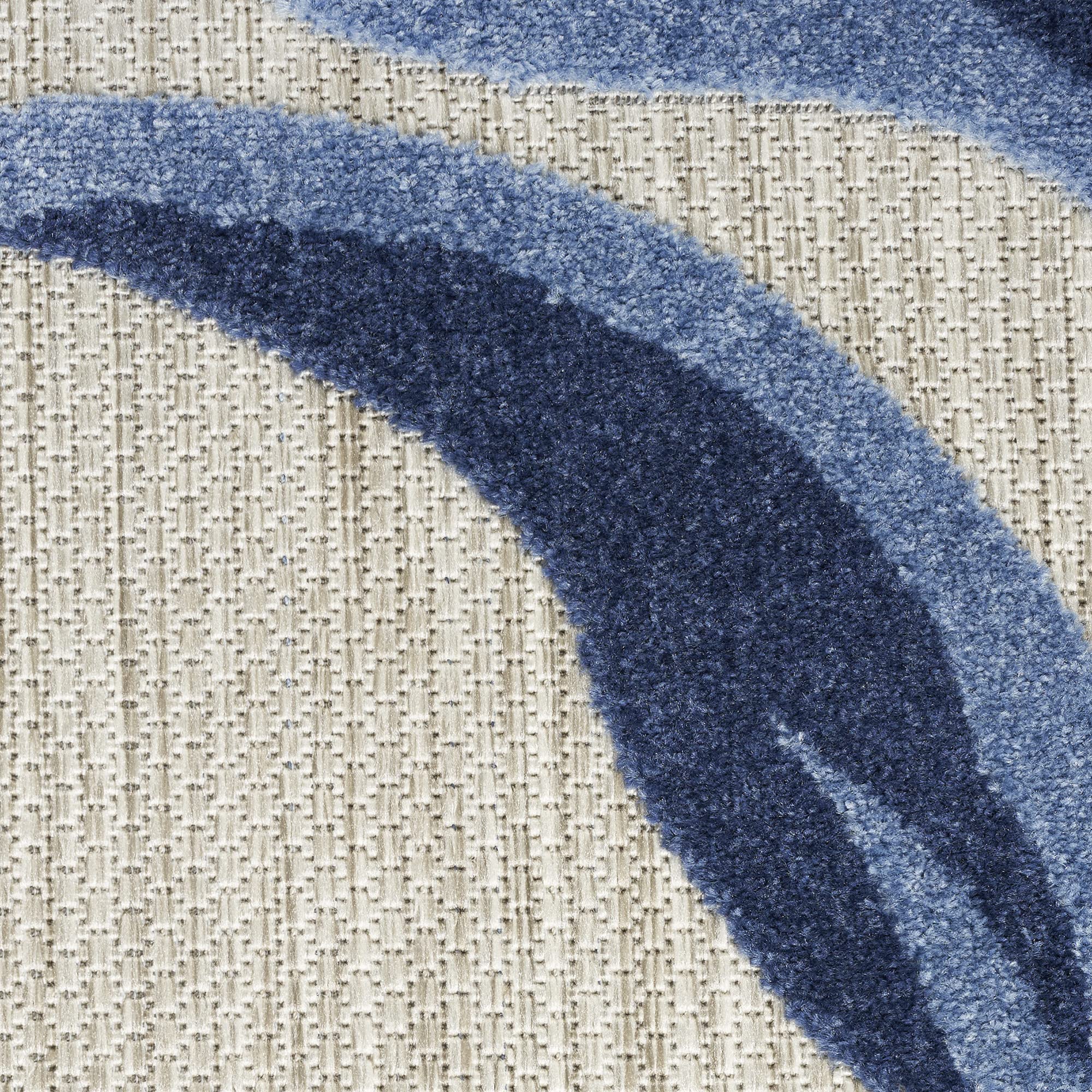 Nourison Aloha Indoor/Outdoor Blue/Grey 3'6" x 5'6" Area Rug, Easy Cleaning, Non Shedding, Bed Room, Living Room, Dining Room, Kitchen (4x6)