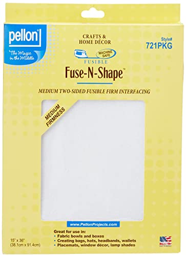 Pellon 721PKG Fuse-N-Shape Medium Weight Fusible Interfacing, 15" x 36", White