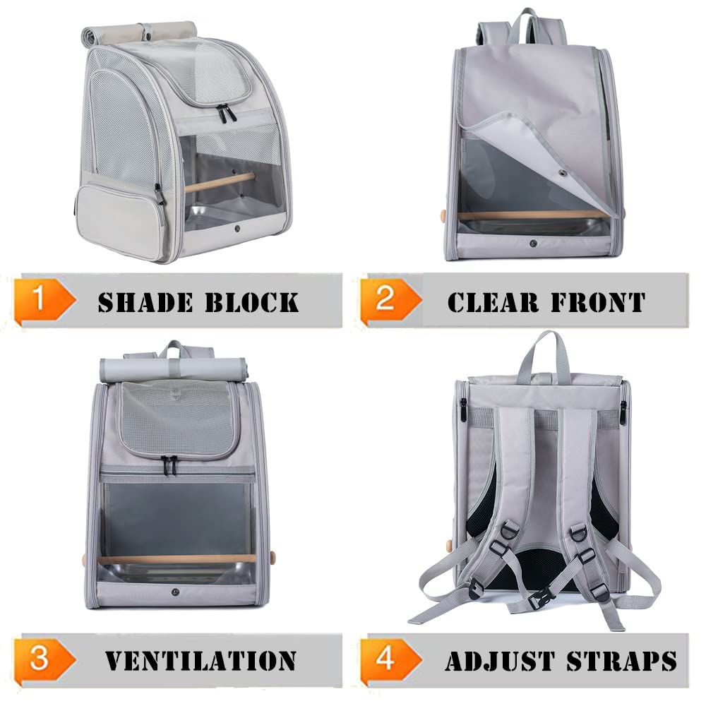 ORIZZP Bird Travel Carrier with Stand Perch, Breathable Bird Carrier Cage Parrot Carrier for Hiking, Airline Approved