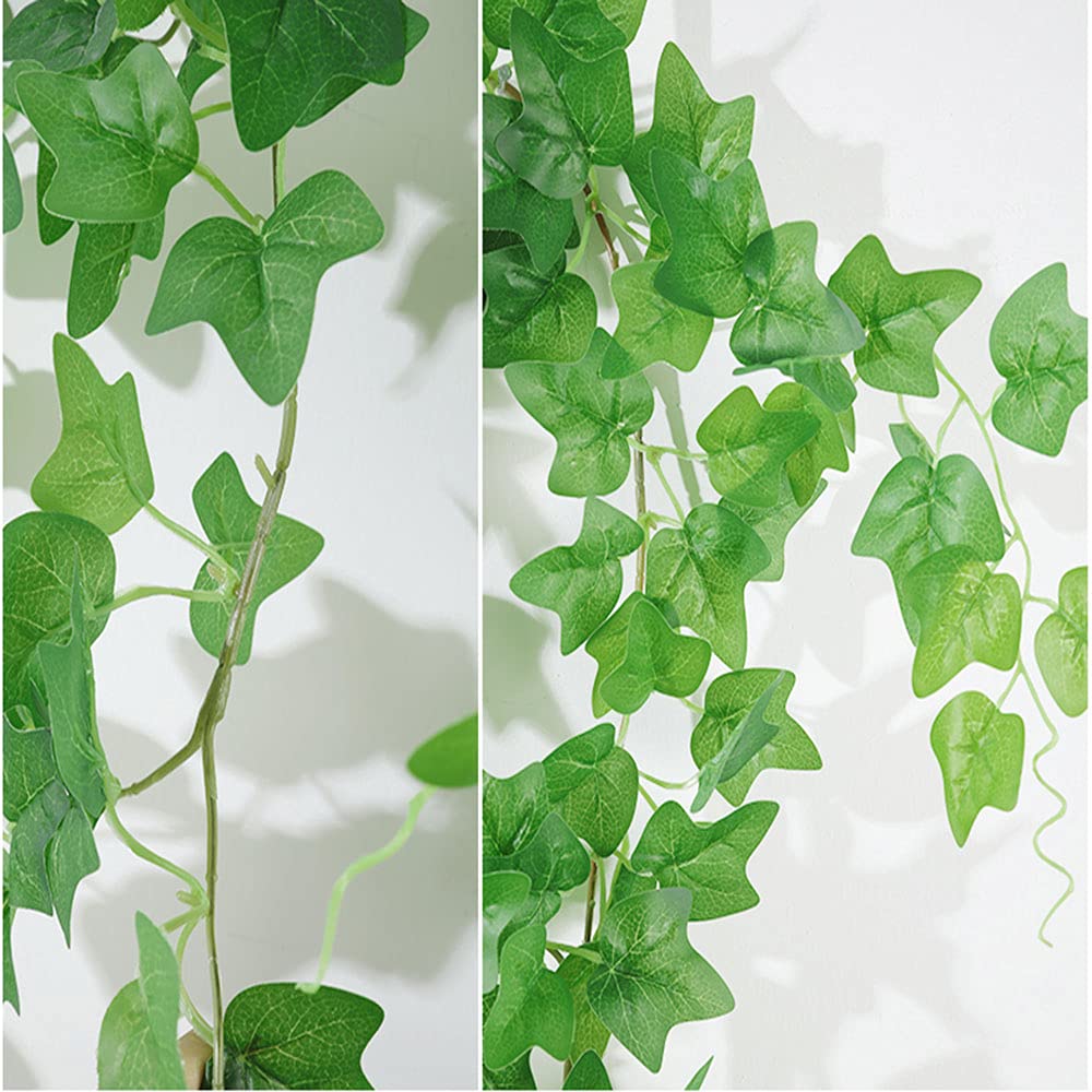 Qlarnaweer Artificial Fake Vines, 84Ft 12 Strands Artificial Ivy Leaf Greenery Garland Wall Decor Hanging Plants Foliage for Home Kitchen Garden Office Wedding Party