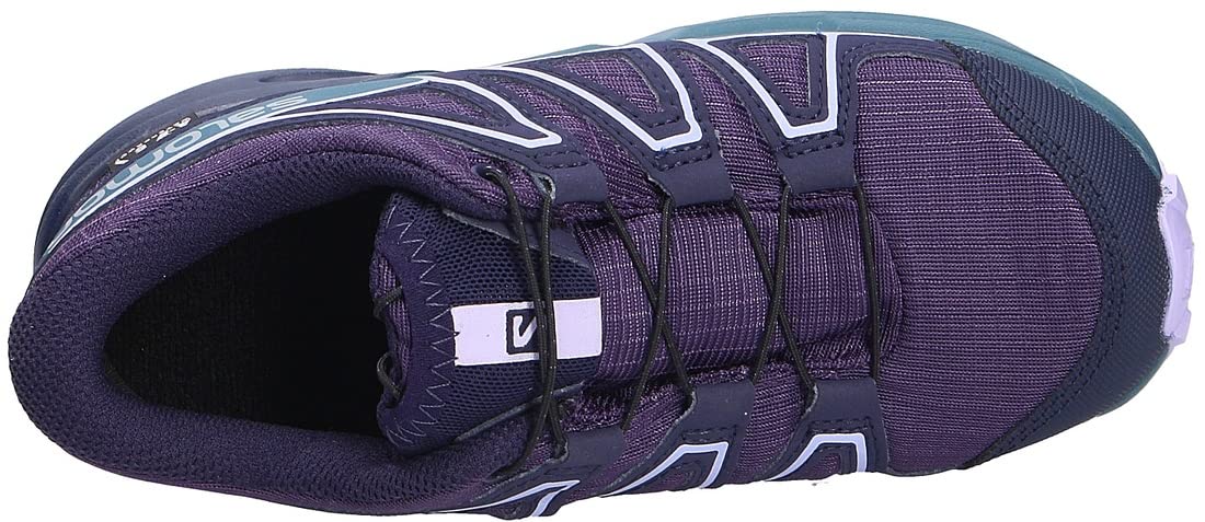 Salomon Kid's Speedcross CLIMASALOMON Waterproof Trail Running Shoes, Grape/Mallard Blue/Lavender, 5 Big Kid