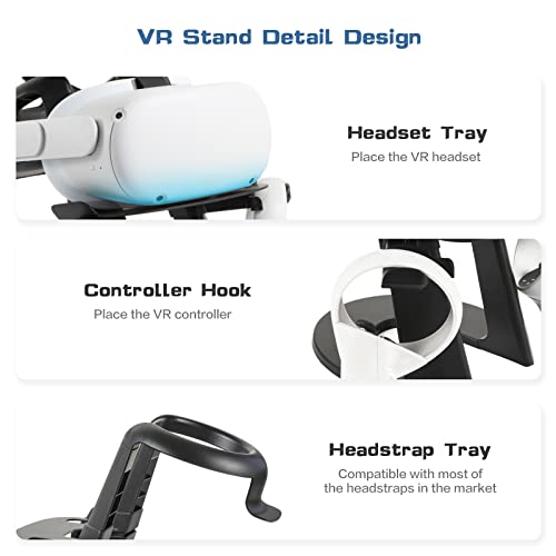 VR Holder,Durable and Stable VR Display Stand Compatible with Oculus Quest,Quest 2 or Rift S Headset and Touch Controllers(Black)