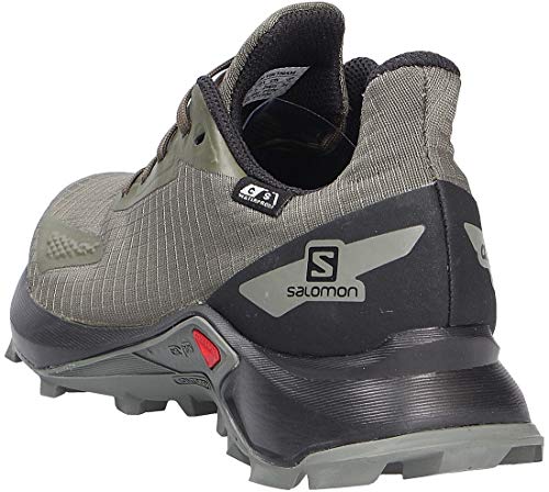 Salomon Kids ALPHACROSS Blast CLIMASALOMON Waterproof Trail Running Shoes, Olive Night/Black/Castor Gray, 13 US Unisex Little