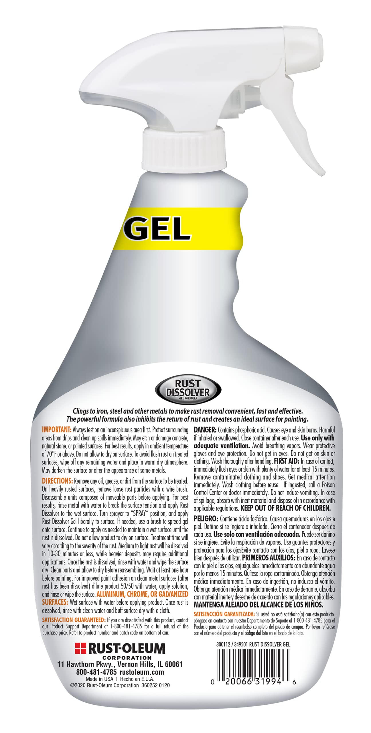 Rust-Oleum 300112-6PK Rust Dissolver Gel Spray, 32 oz, 6 Pack