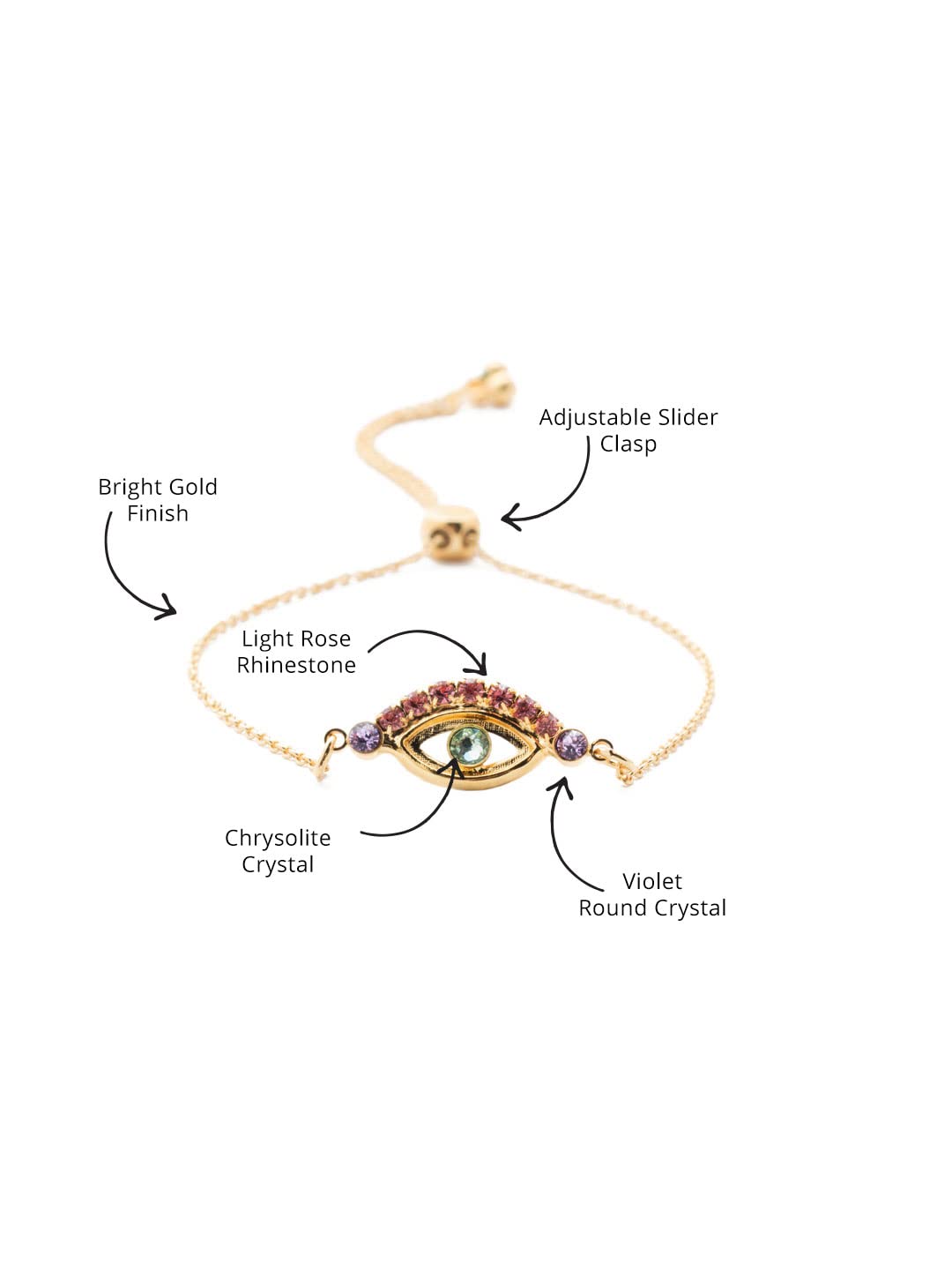 Sorrelli Mini Evil Eye Slider Bracelet, Bright Gold-Tone Finish, Spring Rain (BEV6)