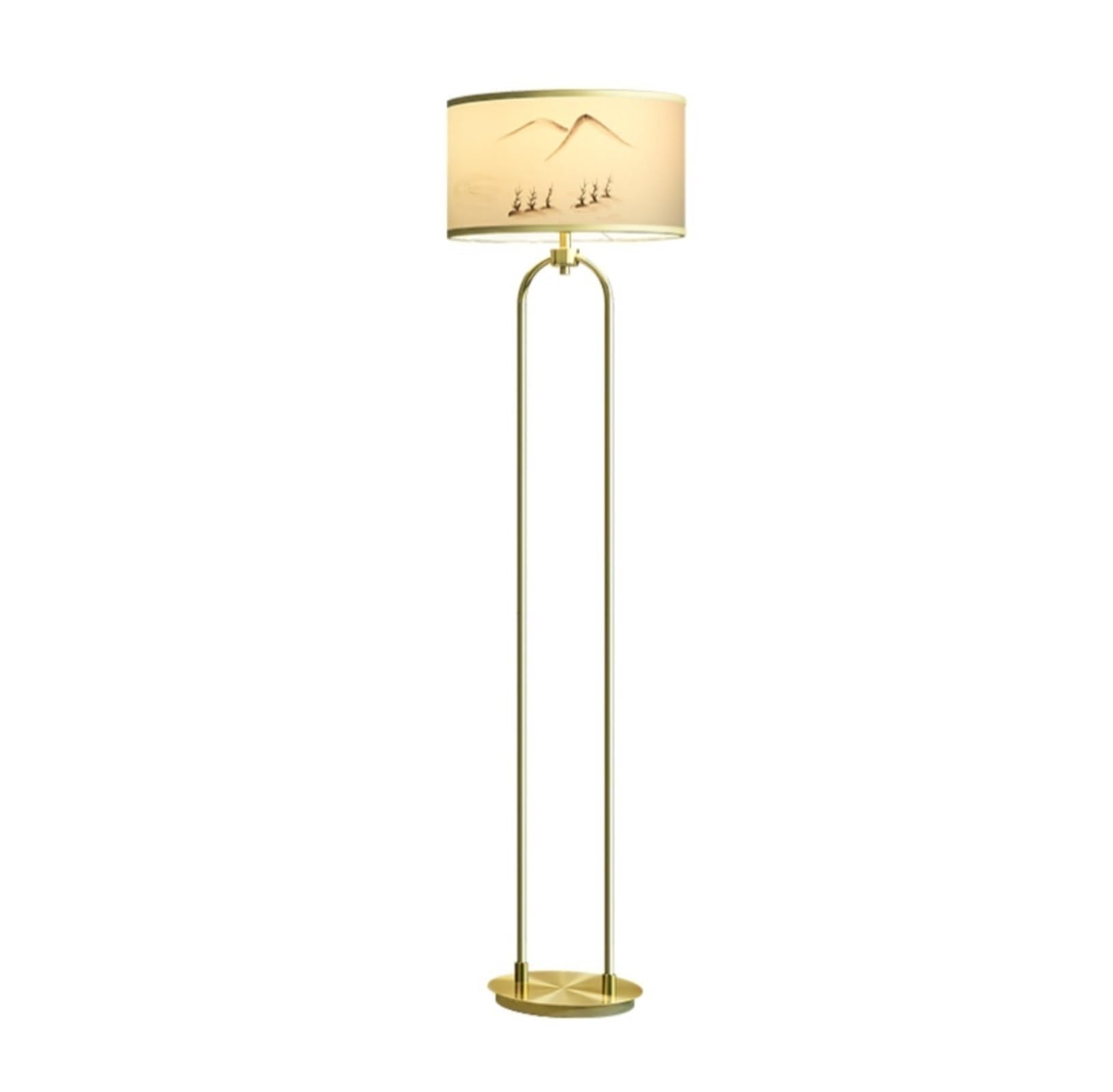 NTIYOU Floor Light Metal Floor Lamp Fabric Lampshade Floor Light Simple Vertical Double Pole Iron Floor Lamps for Living Room Bedroom Office