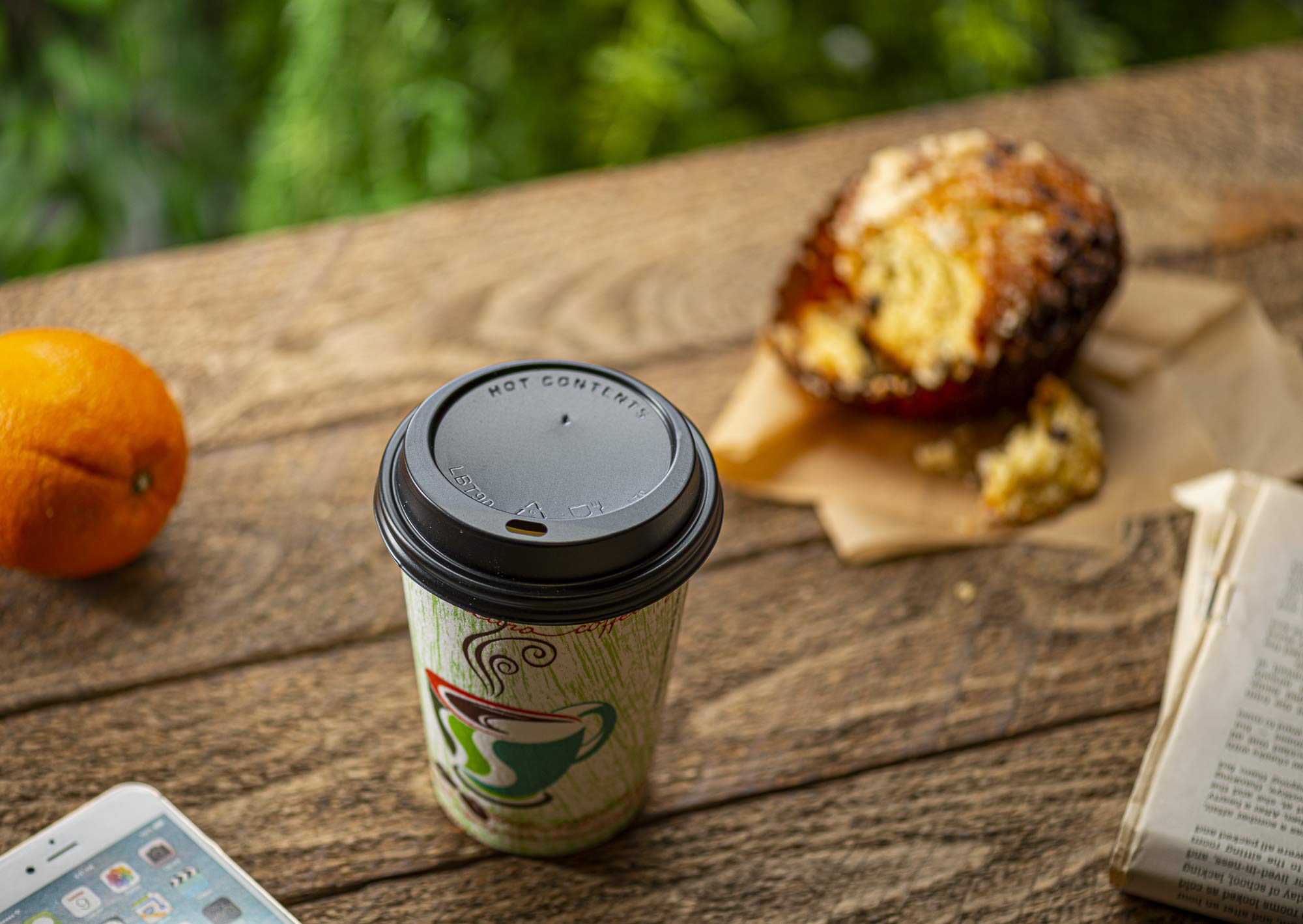 PaperMade Black Disposable Coffee Cup Lids (1000 Lids) - Resealable Dome Lids For Hot Or Cold Beverage Cups, 1 Case Fits Most 10 oz, 12oz, 16oz, 20oz Cups | Perfect For Travel, Coffee Shops & Take Out