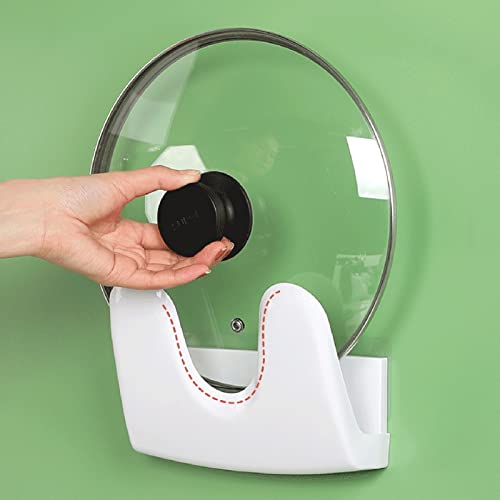 SEYFI Kitchen Shelves,Wall Mounted Pot Lid Holders, Pots Pans Spoons Organizer Stand, Kitchen Countertop Cutting Board Rack U-Shaped Slot, Saves Space