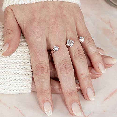 SURANO DESIGN JEWELRY Sterling Silver Two-Finger Open Ring w/Three Princess Cut Cubic Zirconia Stones (6)