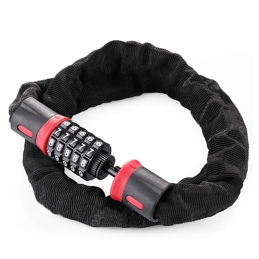 RXLLSY 5-Digit Security Lock Code Anti-Theft Password Chain Lock MTB Road Chain Lock Outdoor Bicycle Cycling Accessories,1.2m