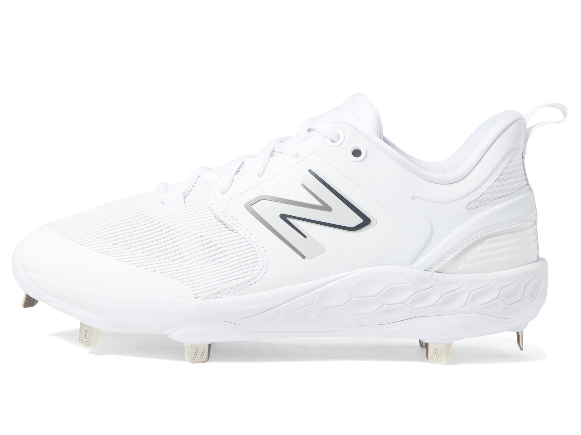 New Balance Men's Fresh Foam X 3000 V6 Metal Baseball Shoe, White/Black, 8.5