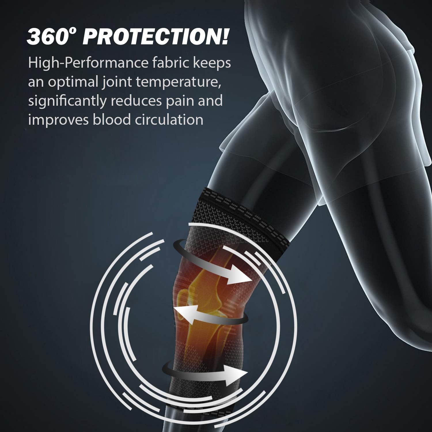 vrilmed [2 Pack Knee Brace with Patella Gel Pad & Side Stabilizers for Meniscus Tear, ACL, Arthritis, Joint Pain Relief