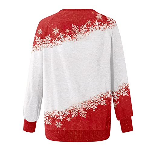 Women Cute Christmas 3D Print Sweatshirt Autumn and Winter Round Neck Tops Fashion Long Sleeve Pullover