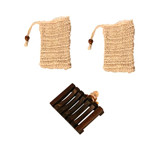 PARREN Soap Dish 1 Set Wood Soap Rack Exfoliating Bag Soap Holder Bubble Foam Net Towel Sets Bath Accessories Set Bath Tray Soap Bag Bubble Making Net Soap Dish Protective Bag Soap Box Travel Mesh/Pic