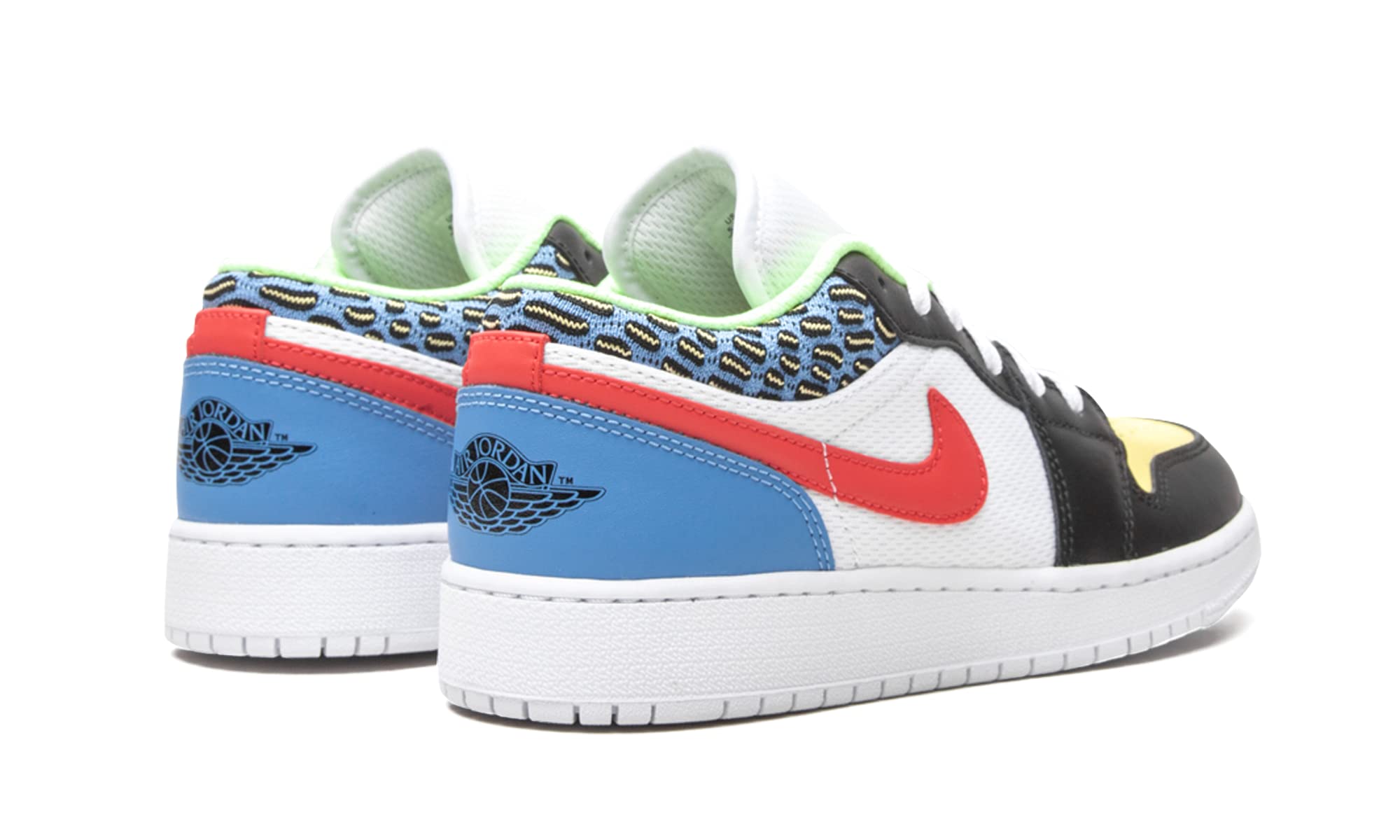 Nike Youth Air Jordan 1 Low GS White Mesh/Multicolor, Black/Lt Fusion Red/White, 7Y