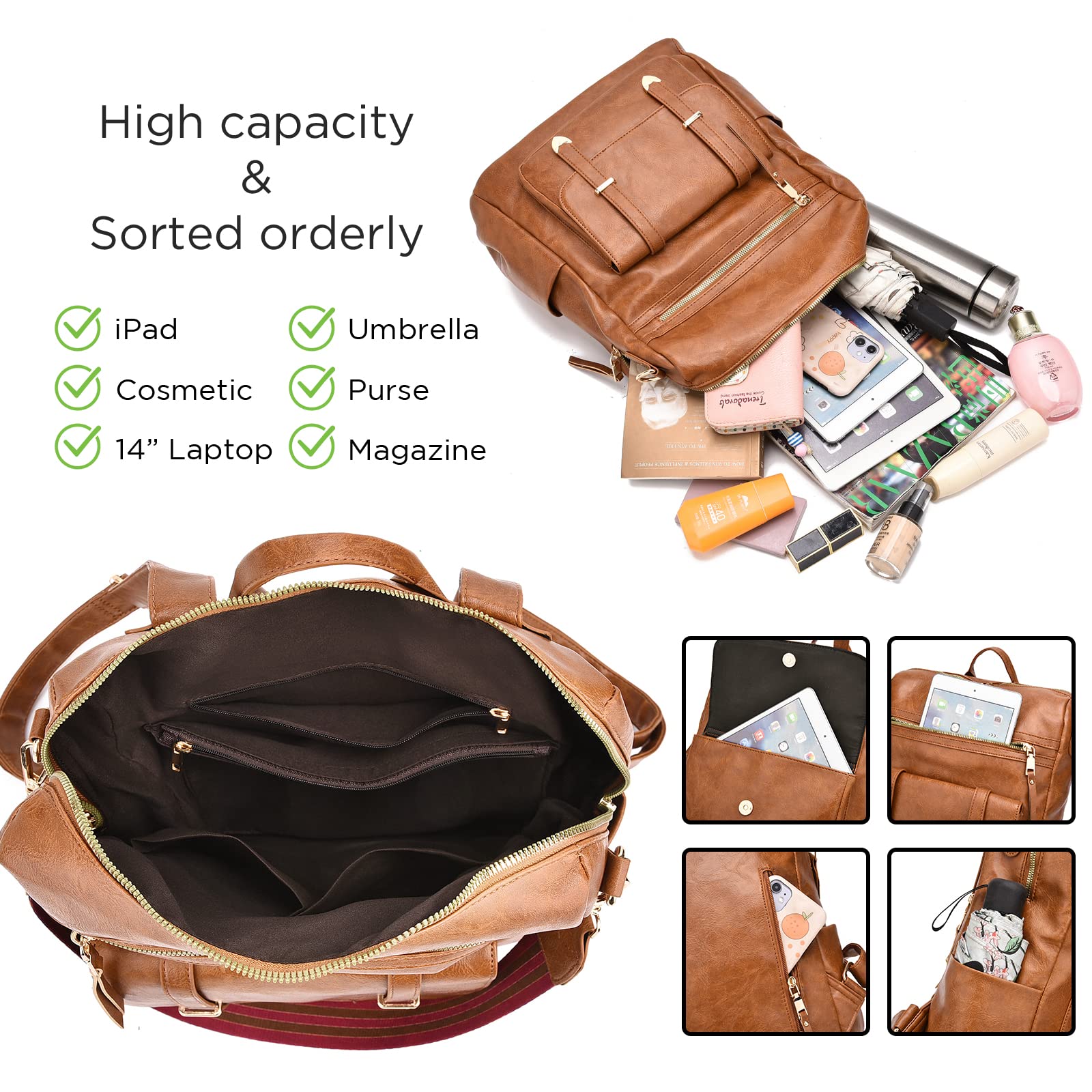 Women Fashion Backpack Purse Multipurpose Casual Shoulder Bag PU Leather Travel Bag for Ladies with Convertible Strap