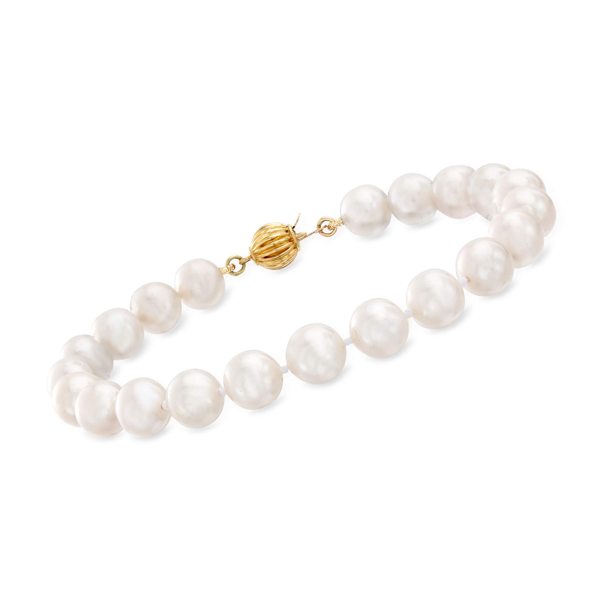 Ross-Simons 7-7.5mm Cultured Pearl Bracelet With 14kt Yellow Gold. 8 inches