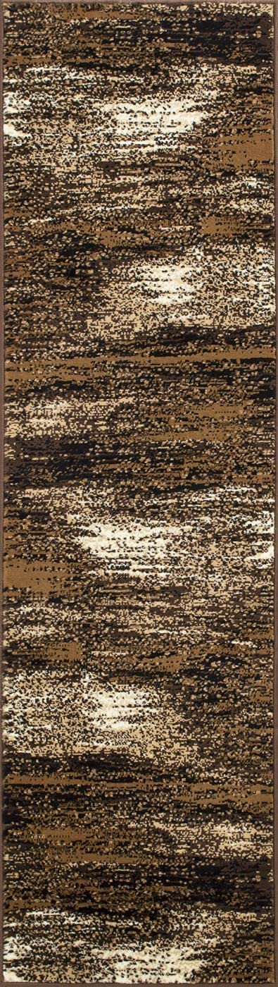 Modern Contemporary Rugs for Living Dining Room Abstract Soft Plush Area Rug Brown Mocha (2 Feet X 7 Feet Runner)