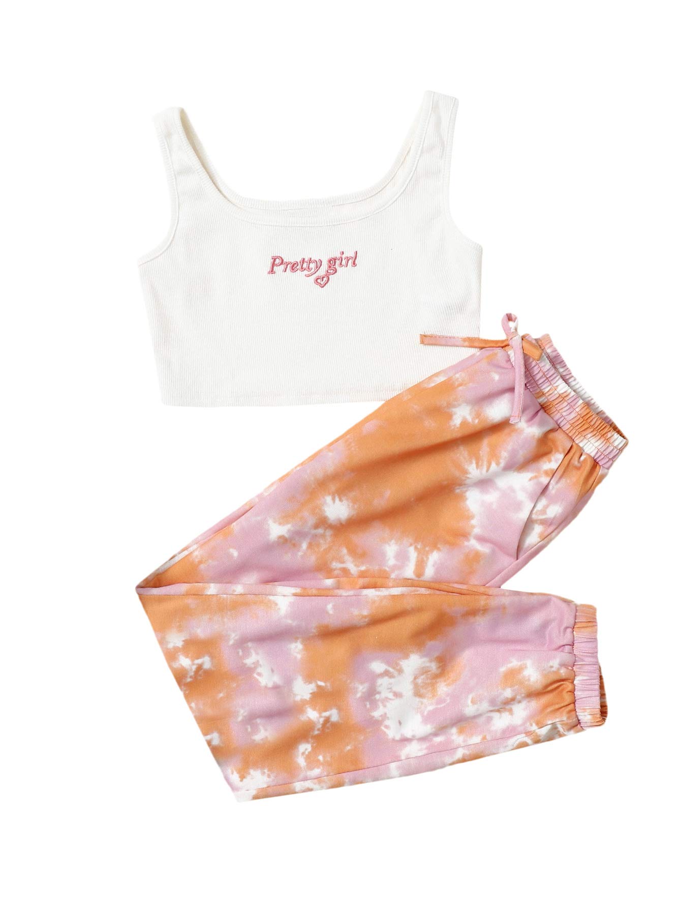 SOLY HUX Girl's 2 Piece Outfits Letter Crop Top and Pant Sets Cute Clothes Fashion Multicoloured 10Y