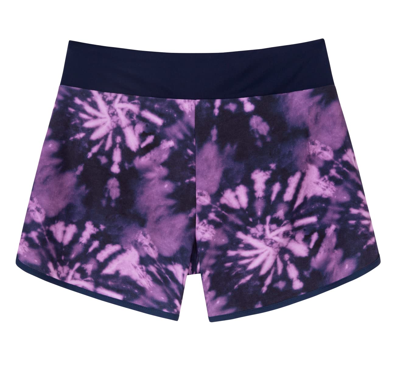 SURF CUZ Women's 5" Swim Board Shorts Tummy Control Swimsuit Bottom with Liner and Pockets (Purple Fireworks - S)