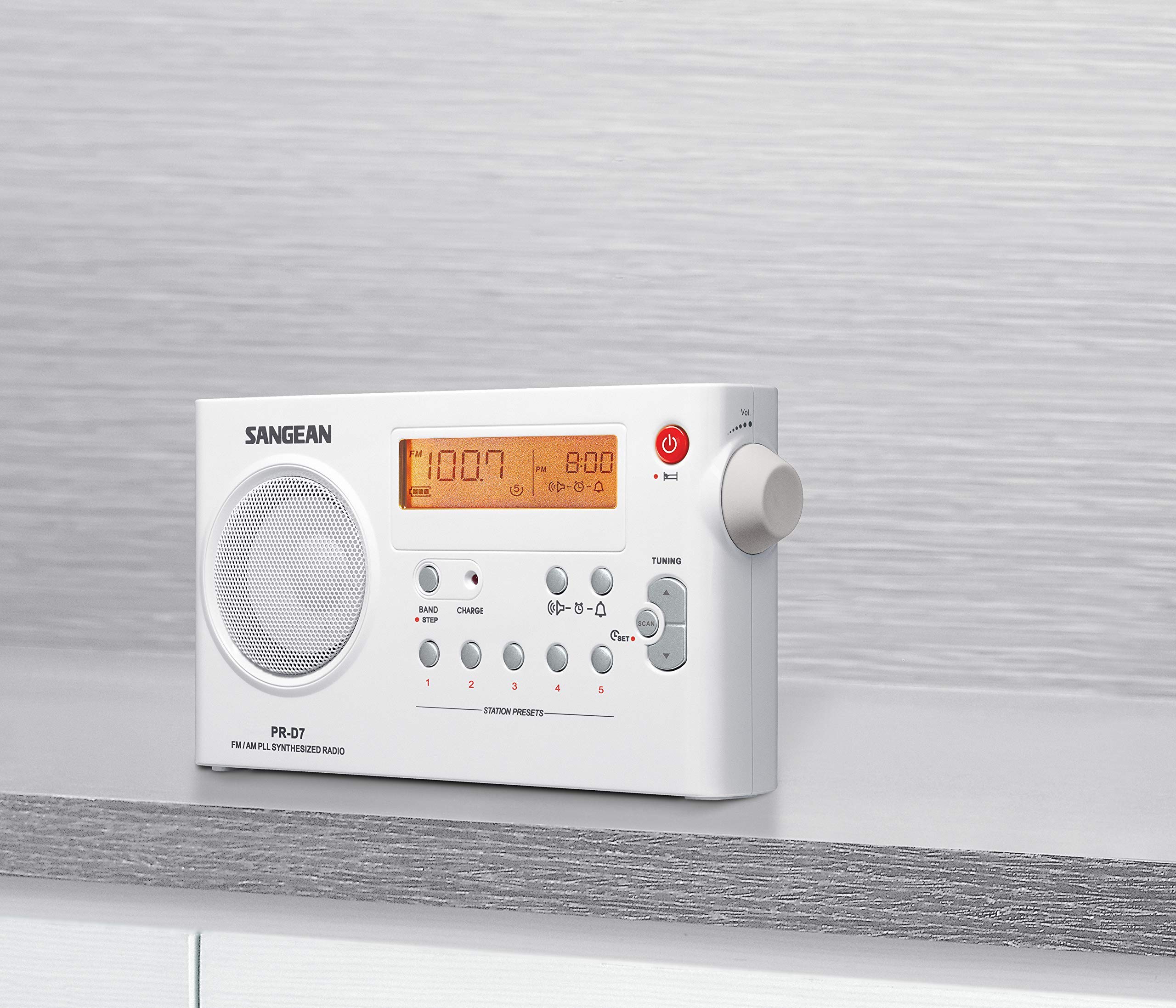 Sangean PR-D7 AM/FM Digital Rechargeable Portable Radio - White, One Size