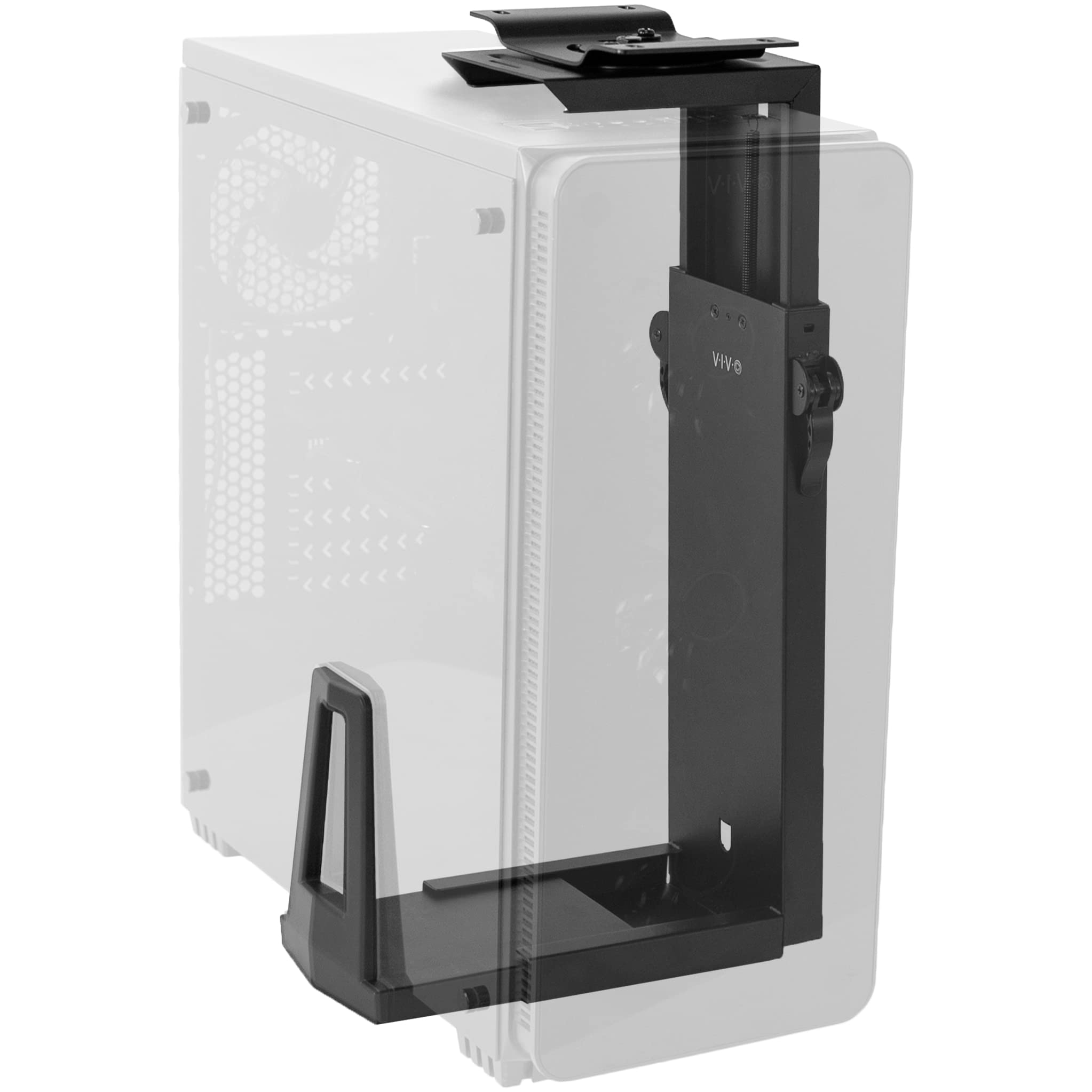 VIVO Adjustable Under Desk Gaming PC Mount, Computer Case CPU Holder with Swivel Action and Secure Locking, Black, MOUNT-PC06B