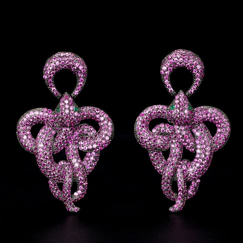 Trendy Charms Big Twist Snake Statement Earring for Women Luxury Full Cubic Zircon Wedding earings