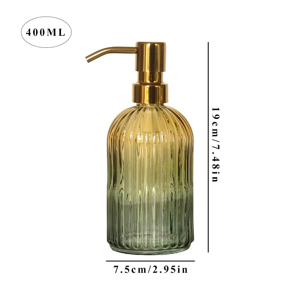 Soap Pump Dispenser Hand Soap Dispenser Clear Glass Soap Dispenser Stainless Steel Gold Pump Refillable Liquid Soap Dispensers for Bathroom Kitchen Hotel Lotions Bottles Dispenser