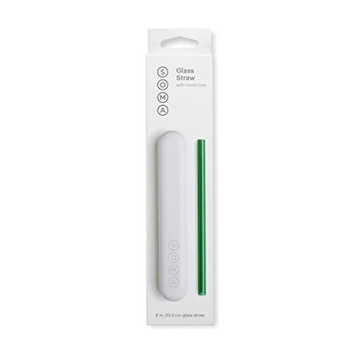 SOMA Glass Straw with Silicone Lined Travel Case and Cleaning Tool, 8-inch, Teal (501-13-01)